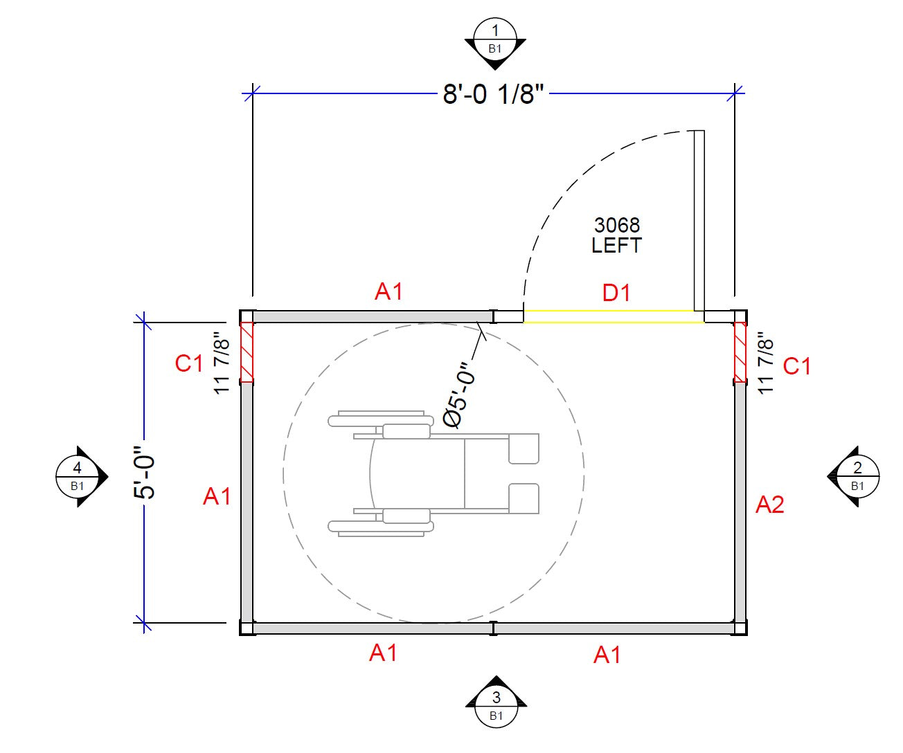 8'x5' ADA Dressing Room - Right Swinging Door – Privee Designs